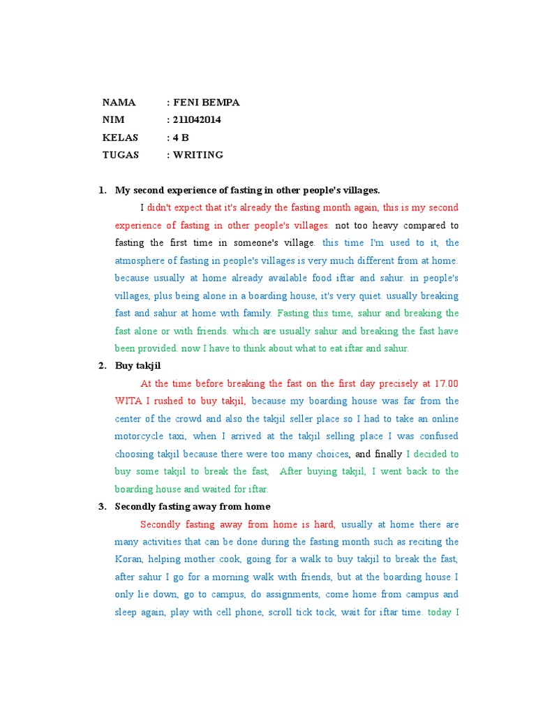 Tugas Writing Feni Bempa | PDF | Ramadan