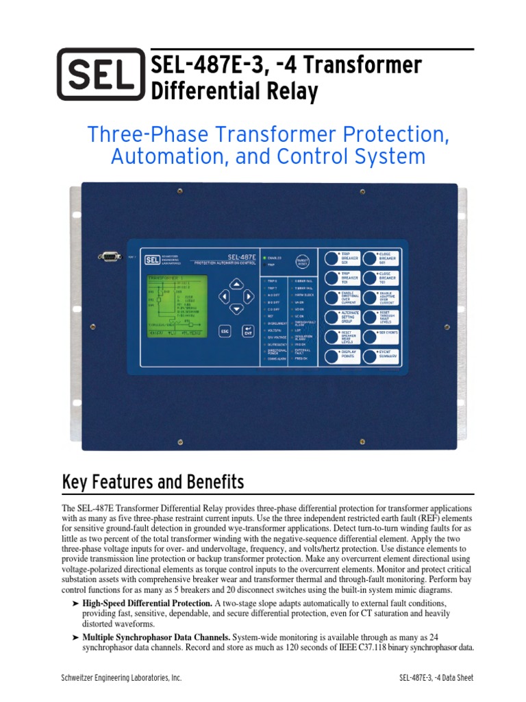 SEL-487E-3, - 4 Transformer Differential Relay: Three-Phase Transformer ...