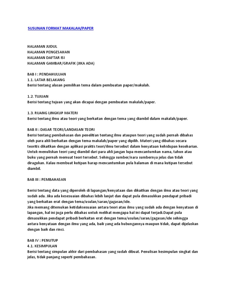 Susunan Format Makalah Paper | PDF