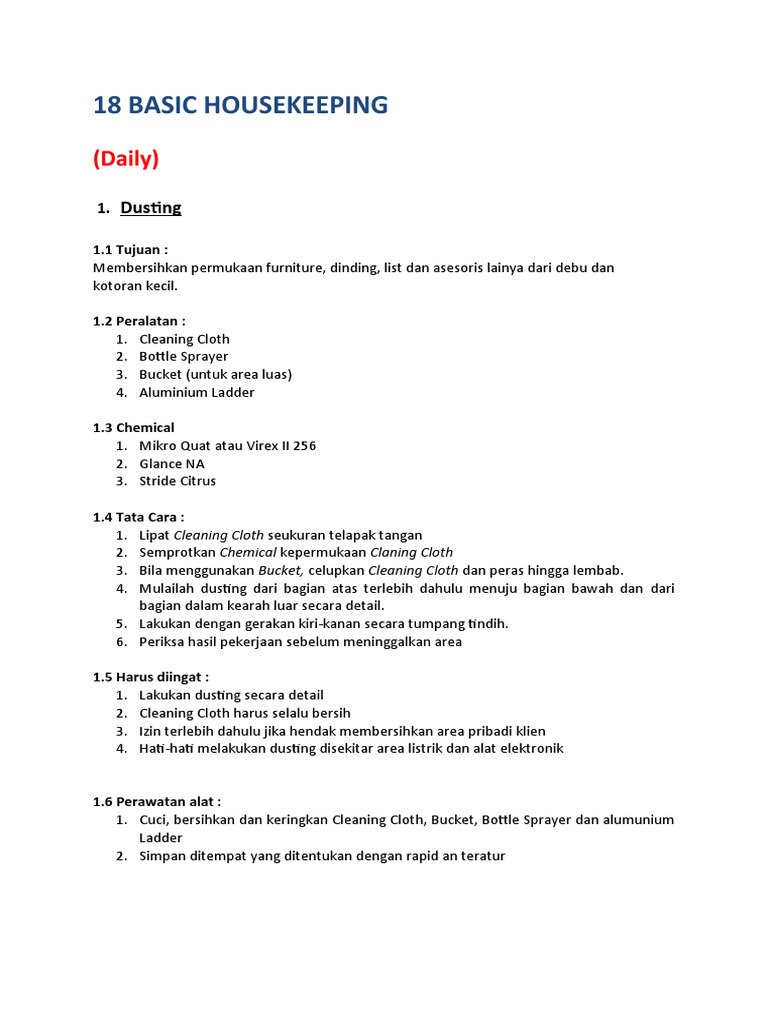 18 Basic Housekeeping | PDF