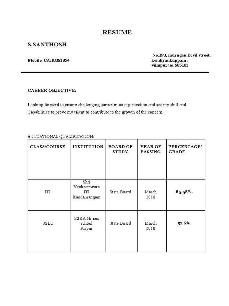 Santhosh RESUME | PDF