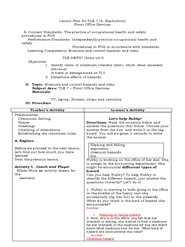 Lesson Plan For Fos | PDF