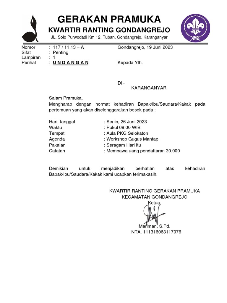 Undangan Gudep Mantap | PDF