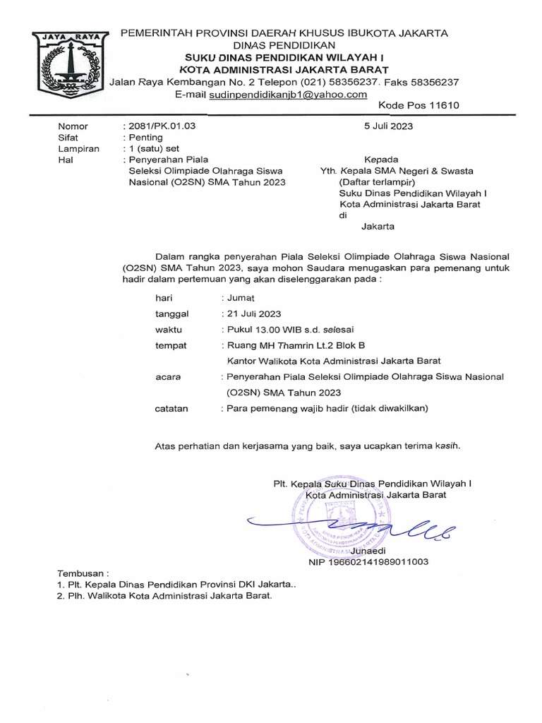 Pembagian Piala O2SN SMA | PDF