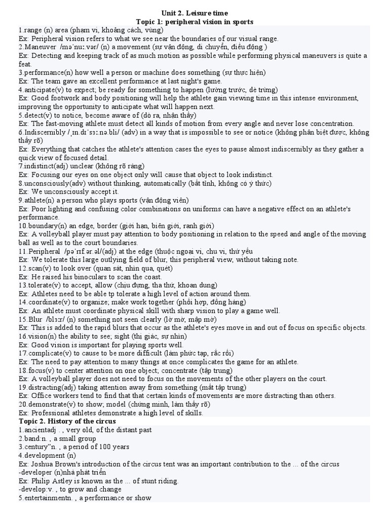 Unit 2+ 3 T | PDF | Circus | Visual Perception