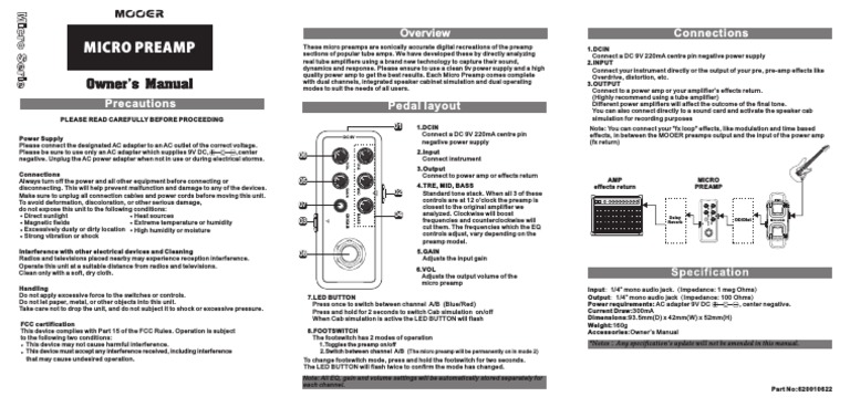 Guitarists' Micro Preamp Guide | PDF | Amplifier | Power Supply