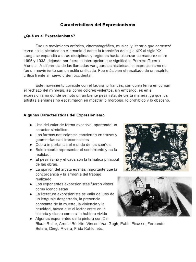 Características del Expresionismo Artístico | PDF | Expresionismo ...