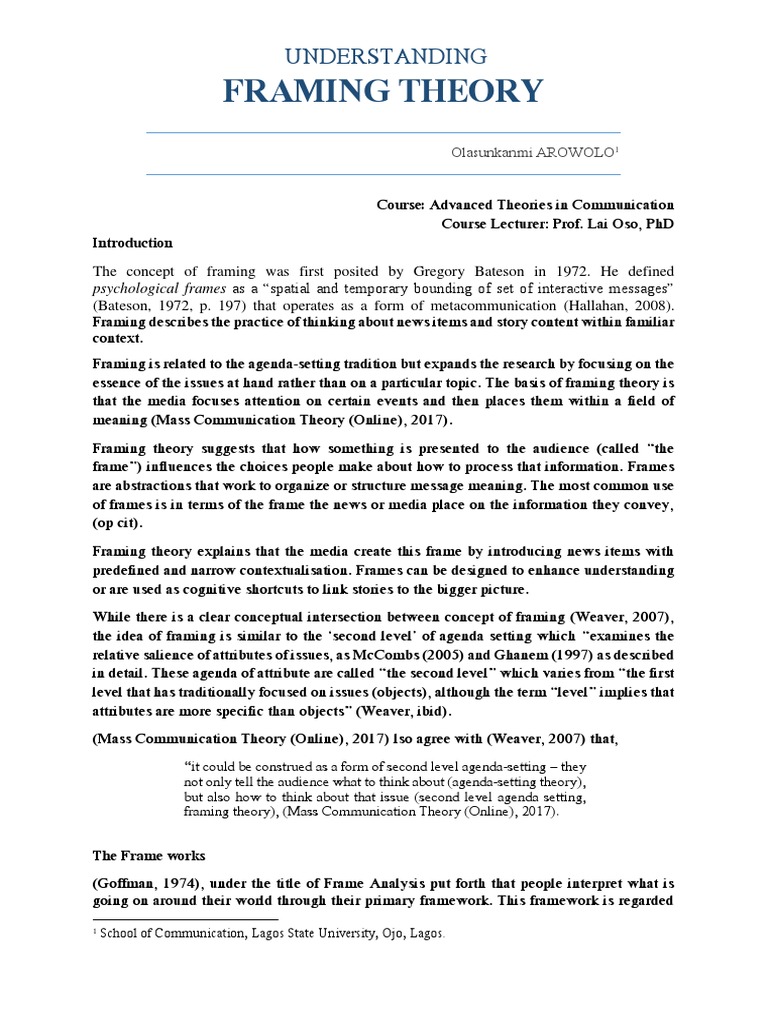 Framing Theory | PDF