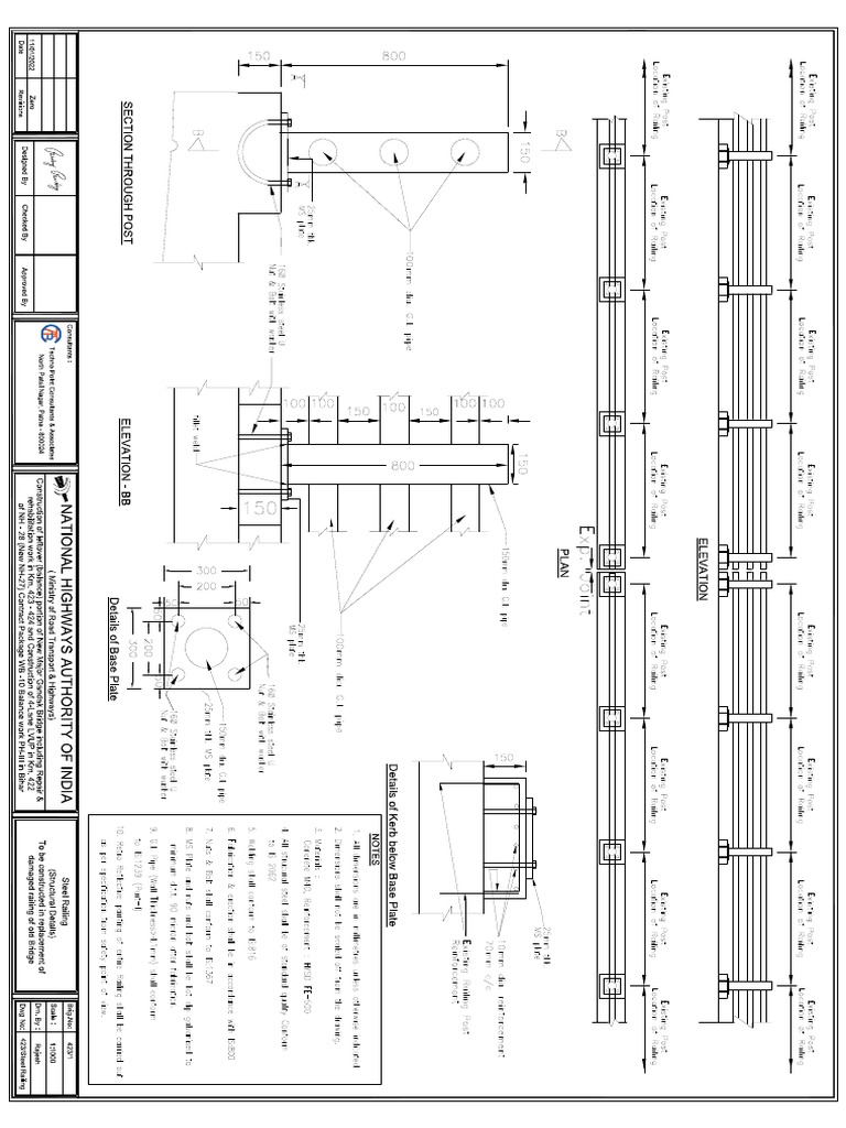 Steel Railing Drawing - Operational Gandak Bridge | PDF