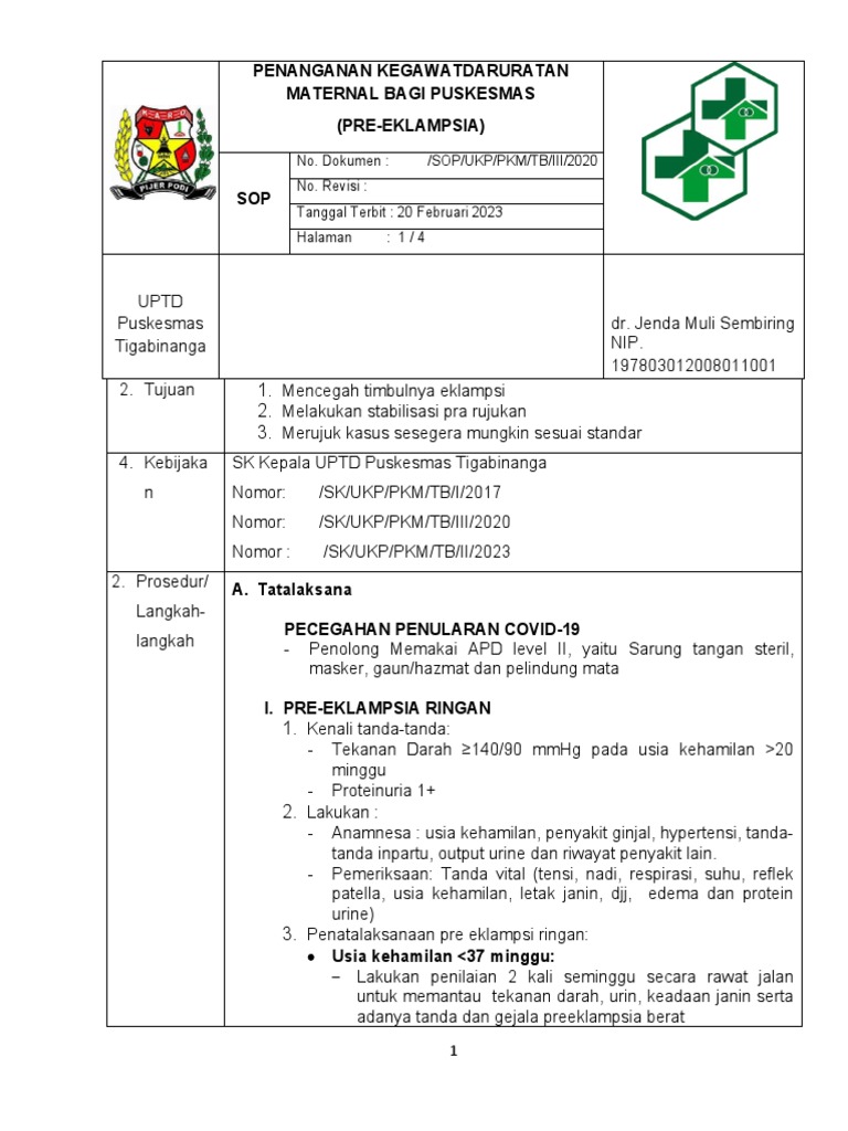 SOP Preeklampsia 20feb23 | PDF