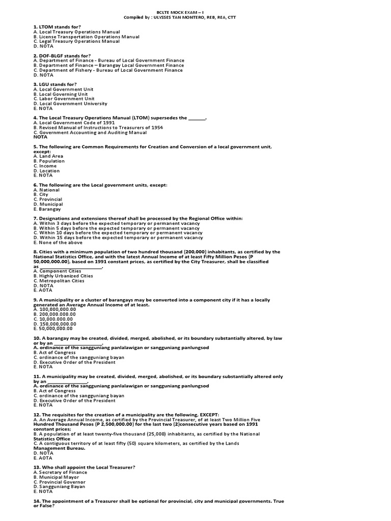 Bclte Exam Reviewer | PDF | Property Tax | Real Estate Appraisal