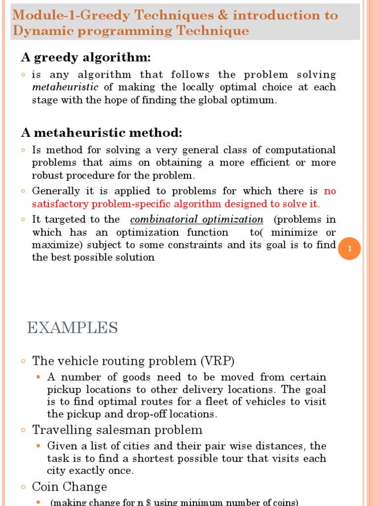 Module 1 Greedy Techniques Dynamic Prog | PDF Module 1 Greedy Techniques Dynamic Prog | PDF