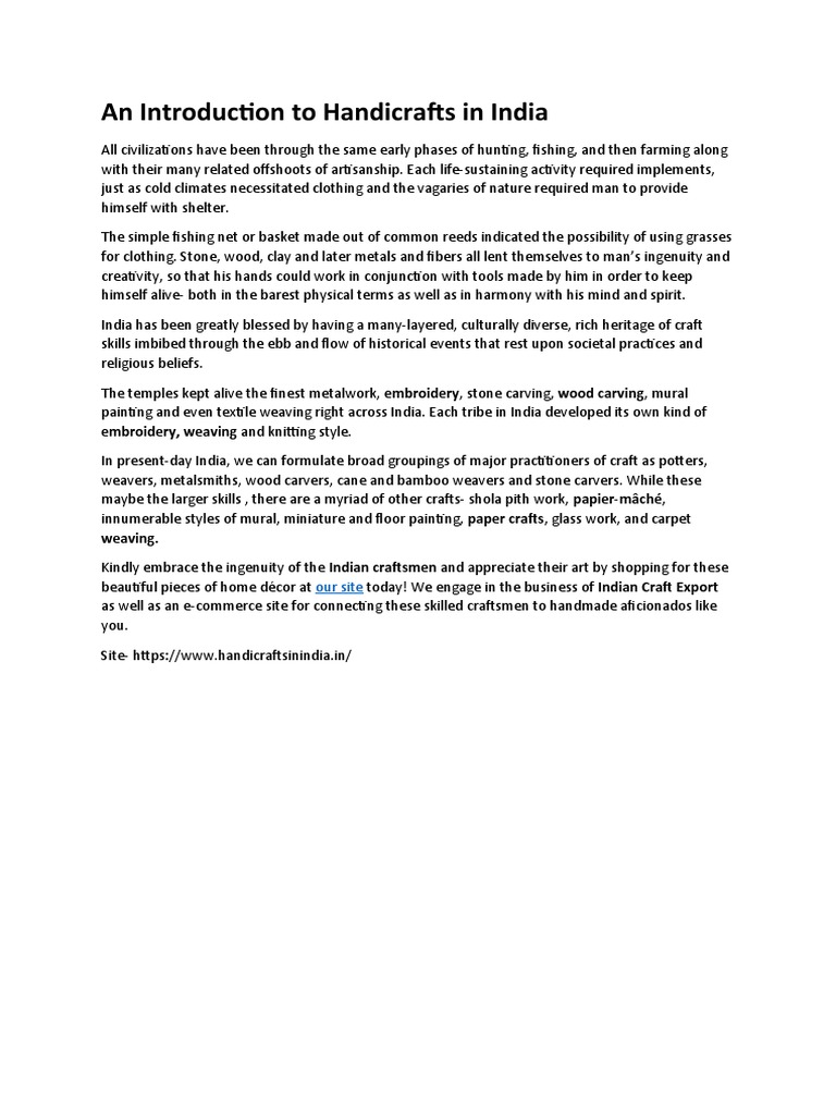 An Introduction To Handicrafts in India | PDF