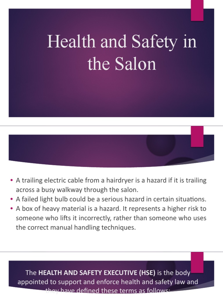 Health and Safety in The Salon Ppoint | PDF | Occupational Safety And ...