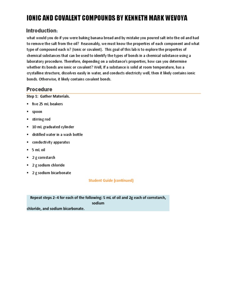 Ionic and Covalent Compounds | PDF | Chemical Compounds | Chemical Bond