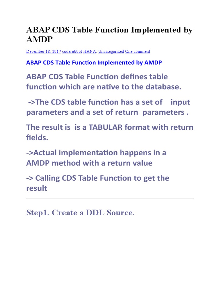 SAP HANA -- CDS -- EXPLICATION -- ABAP -- Call CDS From ABAP Table Function Implemented by AMDP ...