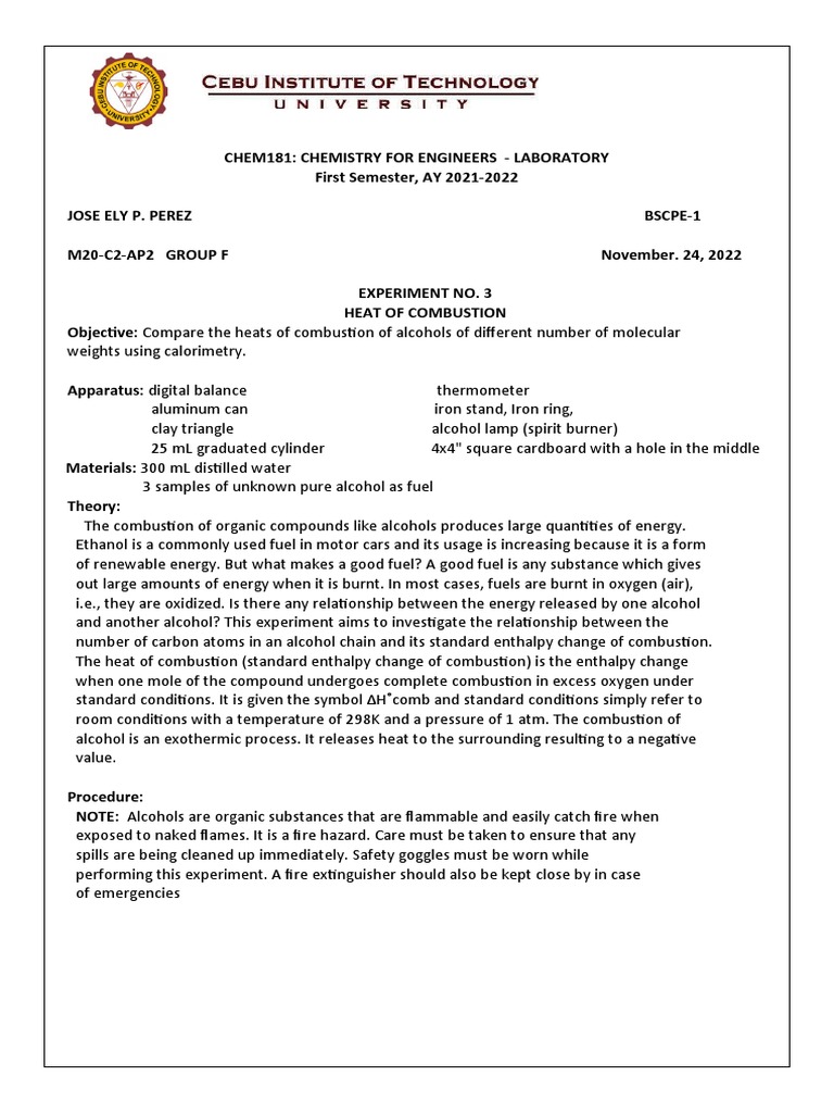 Group F Expt 3 | PDF | Combustion | Ethanol