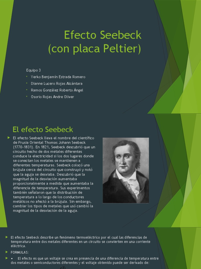 Efecto Seebeck y Peltier: Principios y Aplicaciones | PDF | Cantidad ...