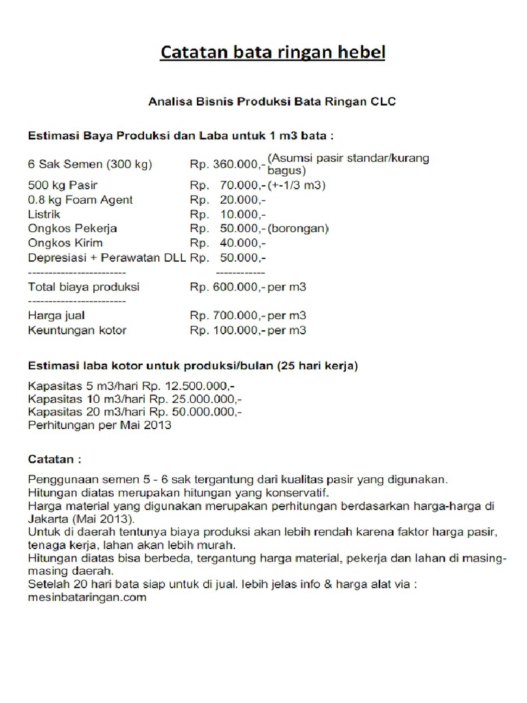 Catatan Bata Ringan | PDF