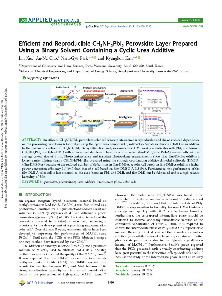 Xie Et Al. - 2018 - Efficient and Reproducible CH3NH3PbI3 Perovskite ...