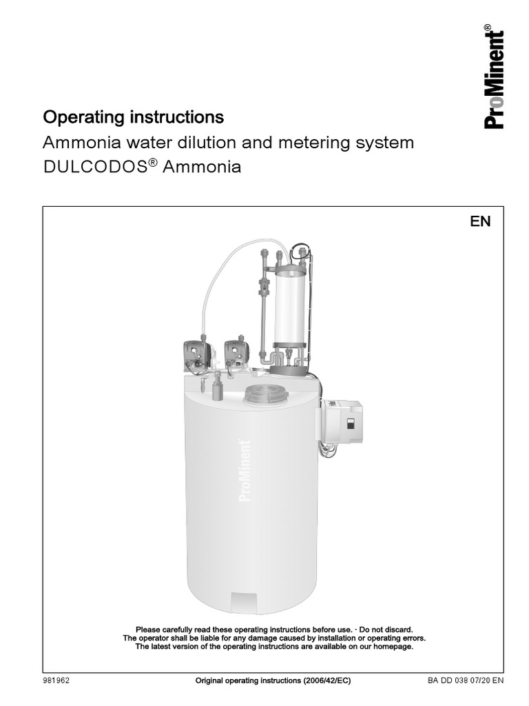 BA DD 038 07 20 EN Ammoniak Dosing DULCODOS EN | PDF | Ammonia | Pump