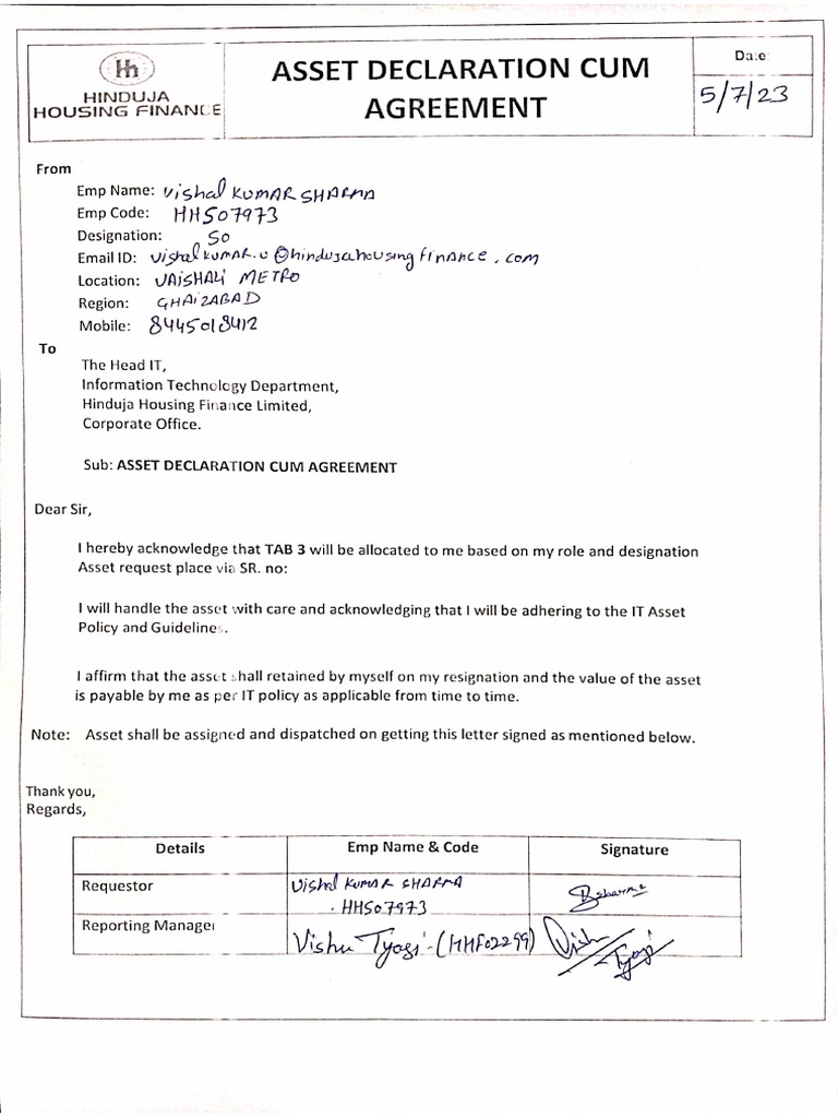 Vishal Tab Form | PDF