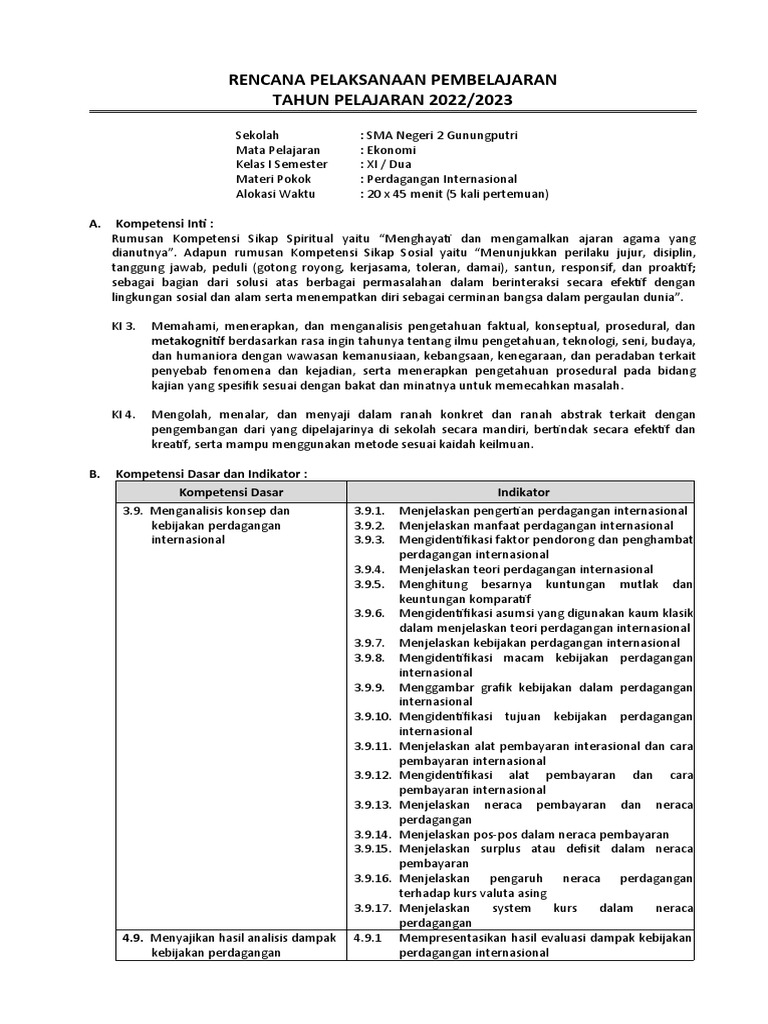 RPP Kelas Xi Sem 2 2018 - Bab 9 Baru | PDF