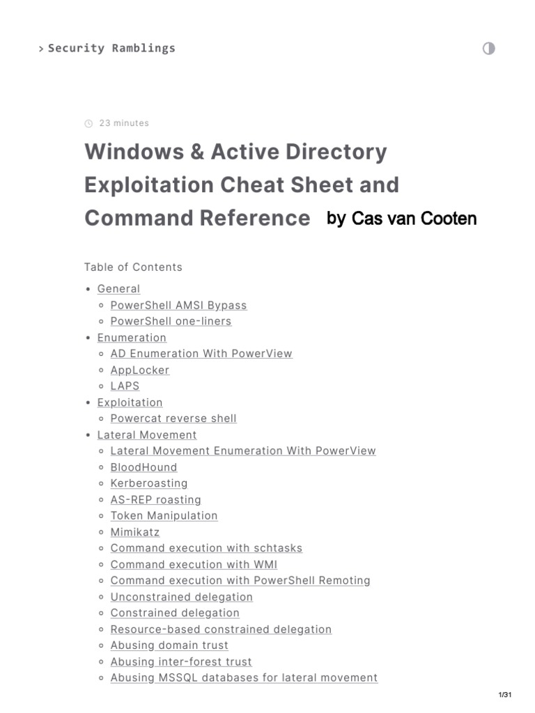 Windows AD Exploitation Guide | PDF