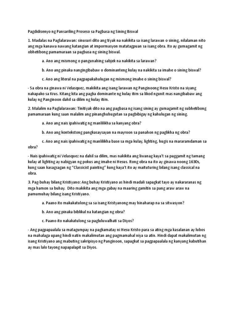 Pagdidisenyo NG Pansariling Proseso Sa Pagbasa NG Sining Biswal | PDF