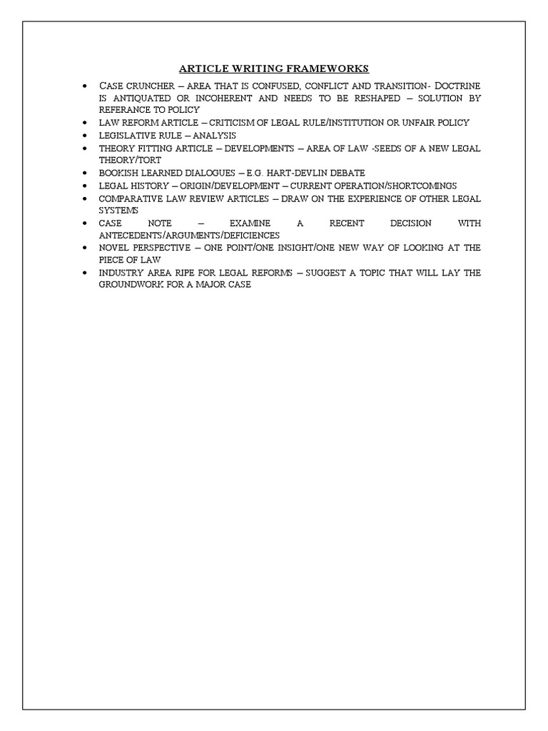Legal Article Writing Frameworks | PDF | Law