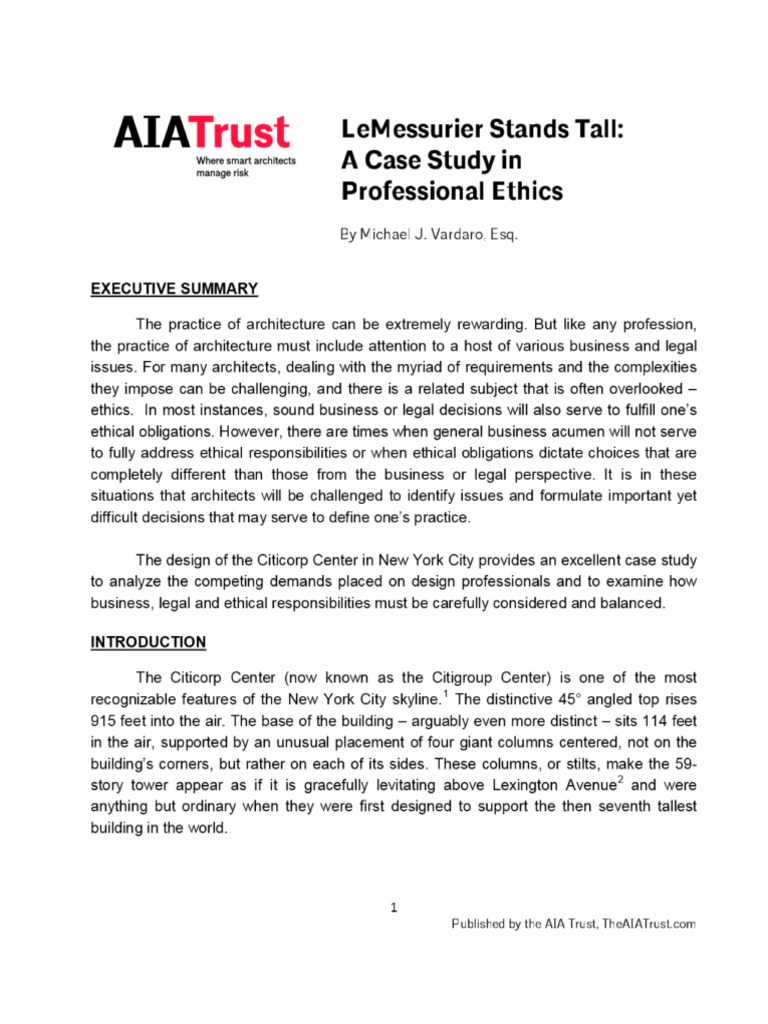 LeMessurier Stands Tall - A Case Study in Professional Ethics | PDF