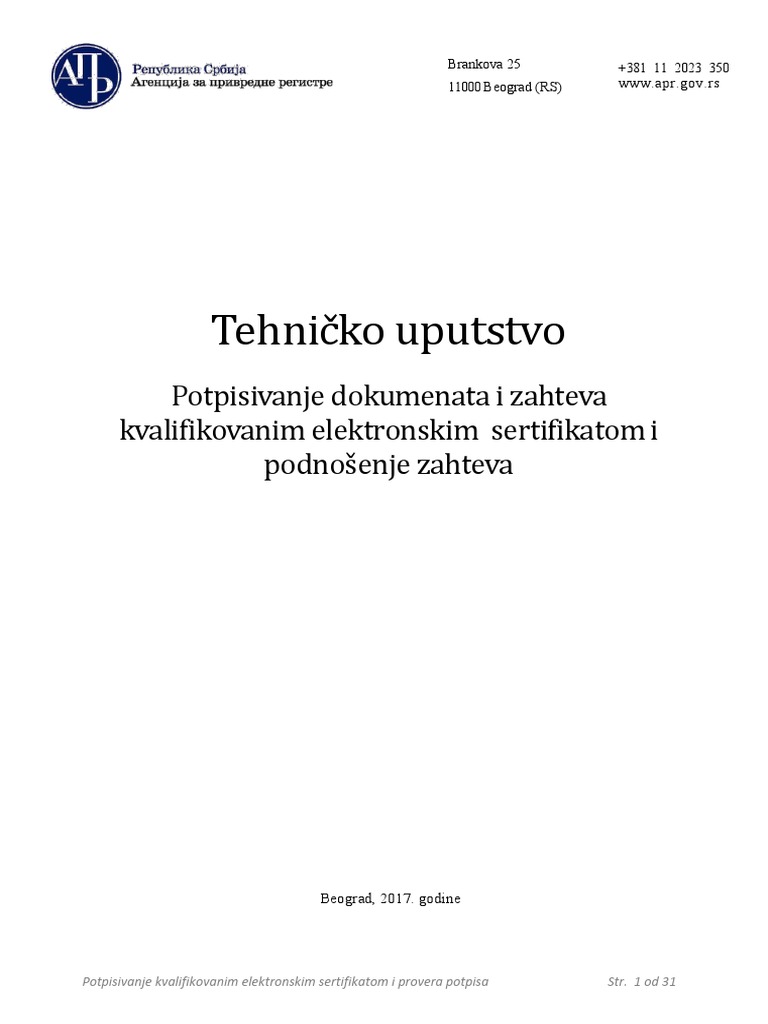 Tehnicko Uputstvo | PDF