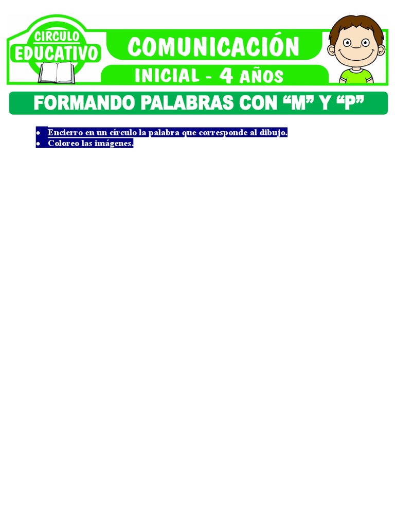 Formando Palabras Con M y P para Ninos de Cuatro Anos | PDF
