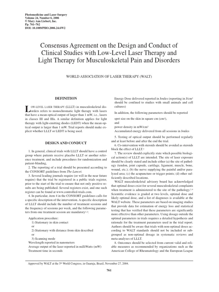 2006 Consensus Agreement On The Design and Conduct of Clinical Studies ...