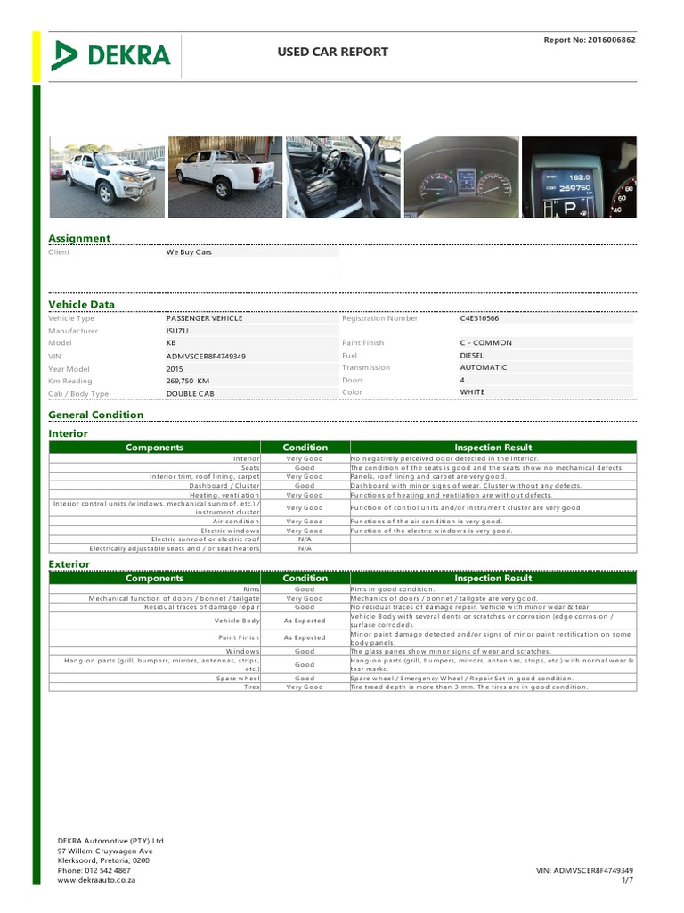 Used Car Report: Assignment | PDF | Car | Tire