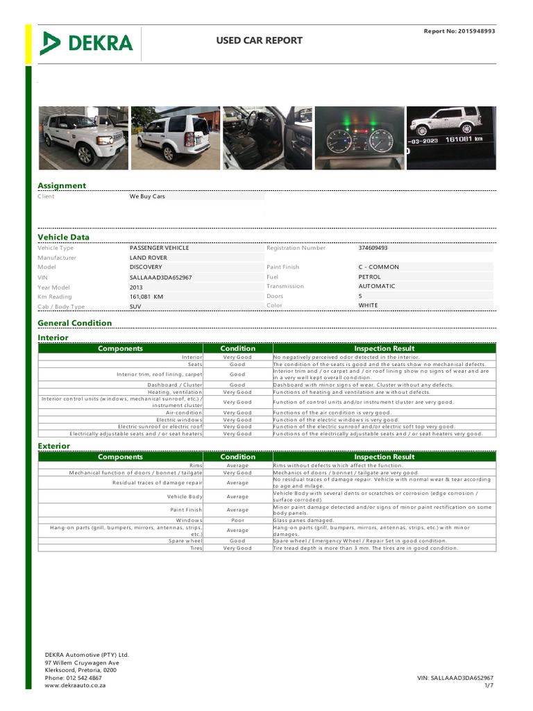 Used Car Report: Assignment | PDF | Tire | Car