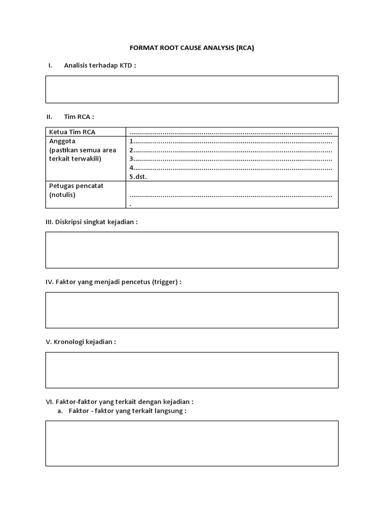 Contoh Form Rca (Root Cause Analysis) | PDF | Teknologi & Rekayasa ...