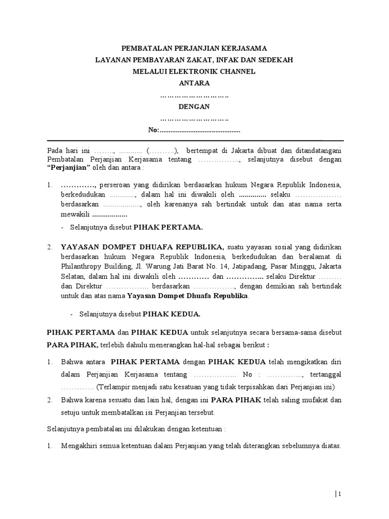 Contoh Surat Pembatalan Kerjasama | PDF | Hukum