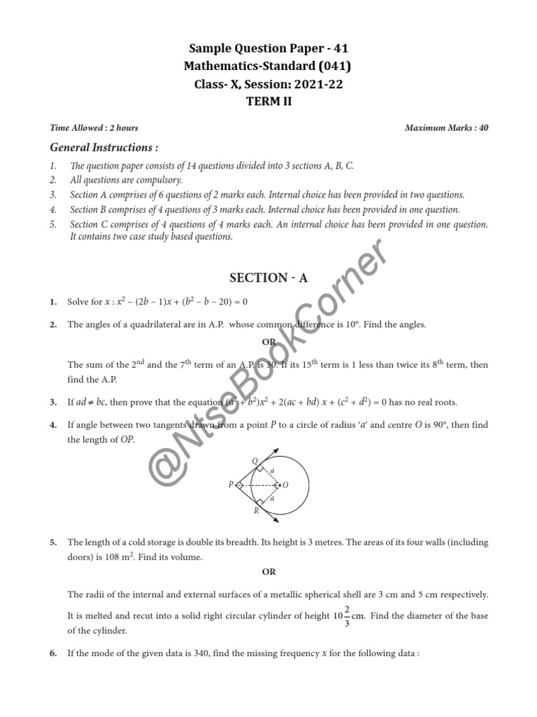 Maths Paper 1 Solution | PDF | Circle | Quadratic Equation