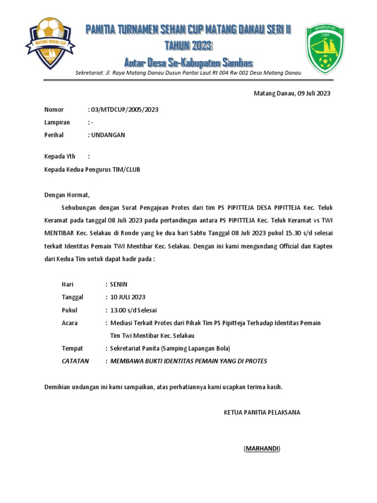 Contoh Undangan Mediasi | PDF