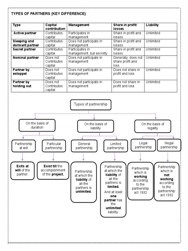 TYPES OF PARTNERS (Additonal Chart, For Explanation Purpose Only ...