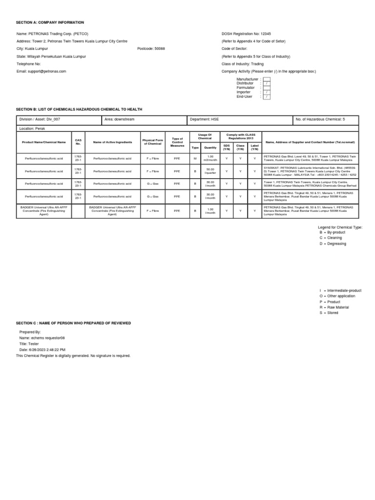 Chemical Register | Download Free PDF | Chemistry | Occupational Safety ...