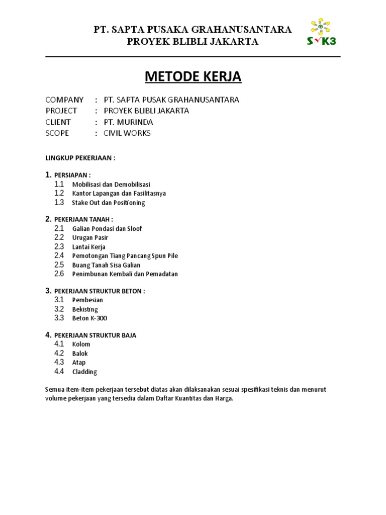 Metode Kerja | PDF