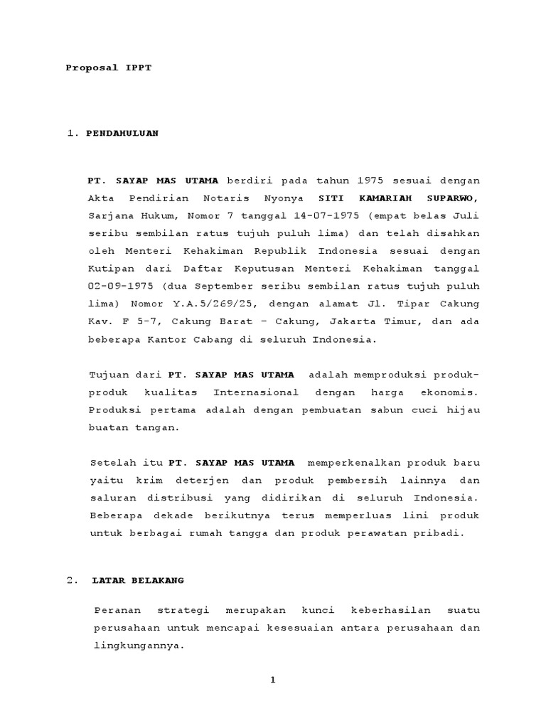 Proposal IPPT PT SAYAP MAS | PDF