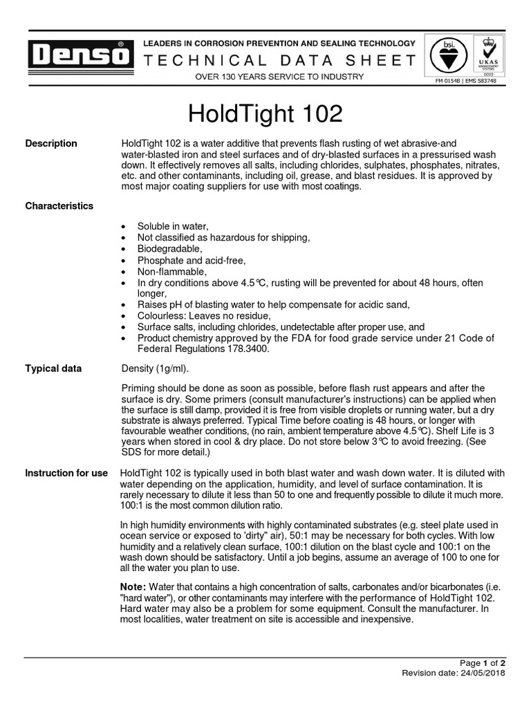 Denso HoldTight 102 | PDF