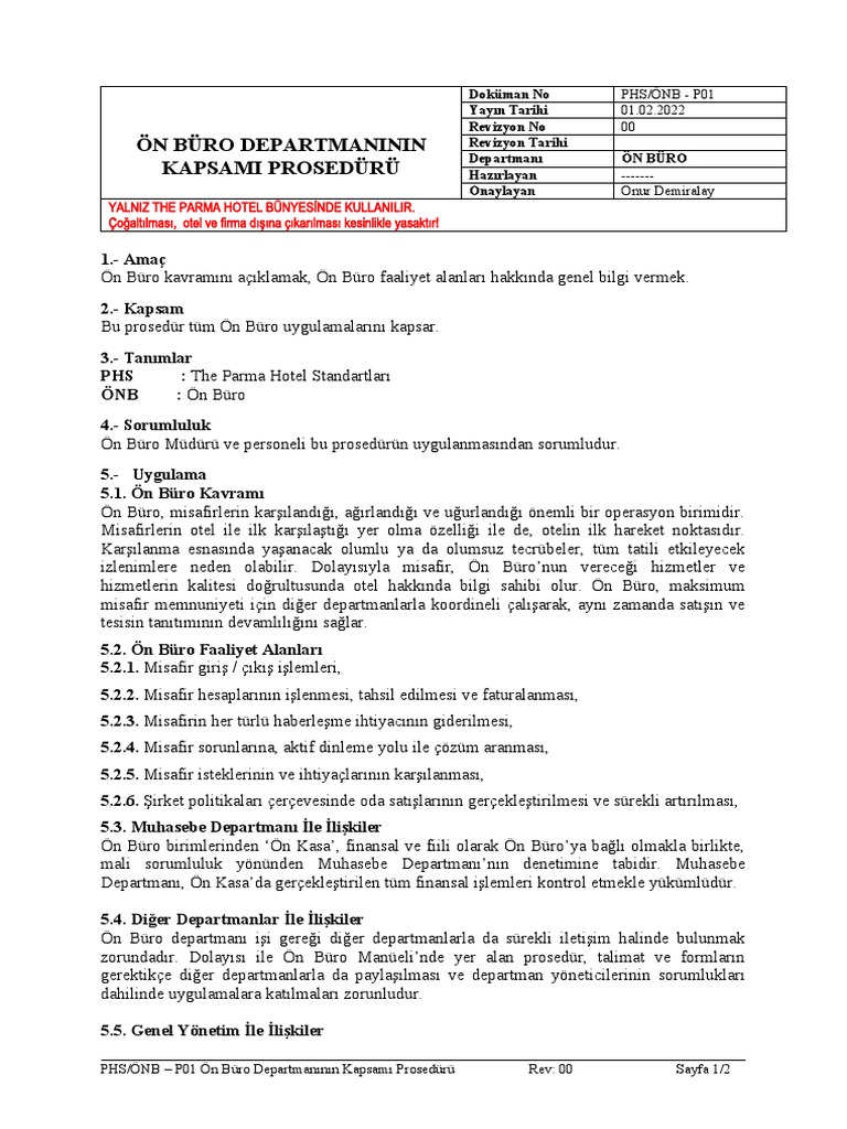 ONB P01 ONBDepartmanininKapsamiPr | PDF