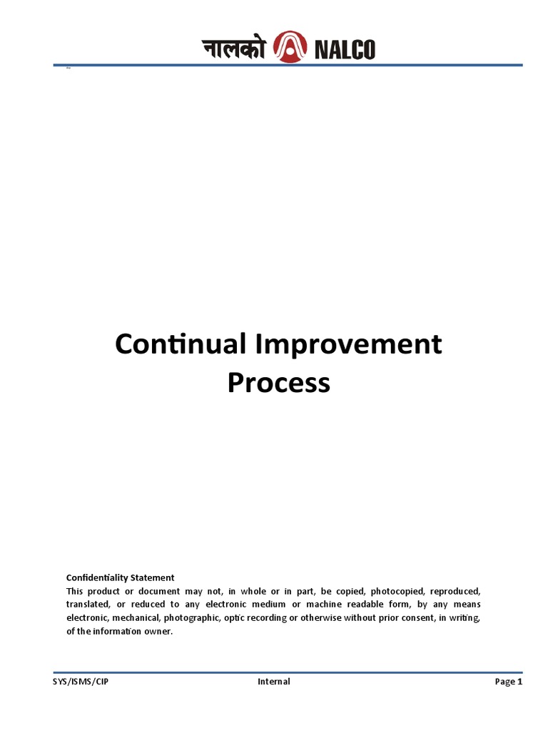 CIP-Continual Improvement Process V1.0 | PDF