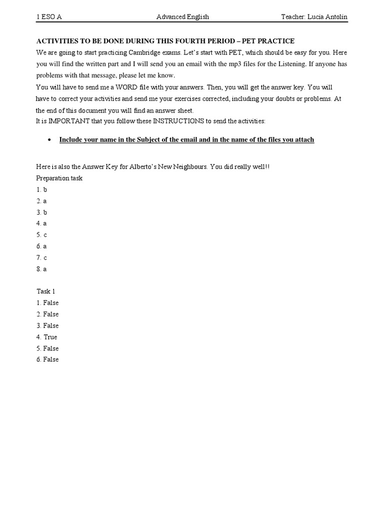 1 Eso A - Adv - English - Activities Fourth Period | PDF | Thailand | Lunch