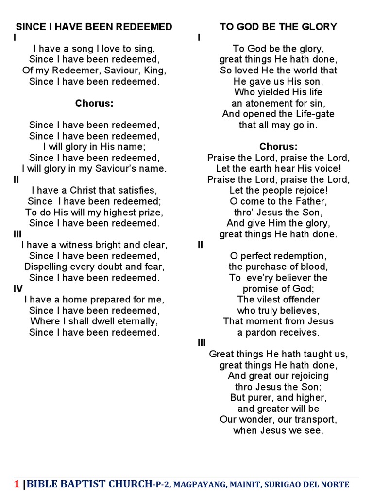 Song Book | PDF | Glory (Religion) | Jesus