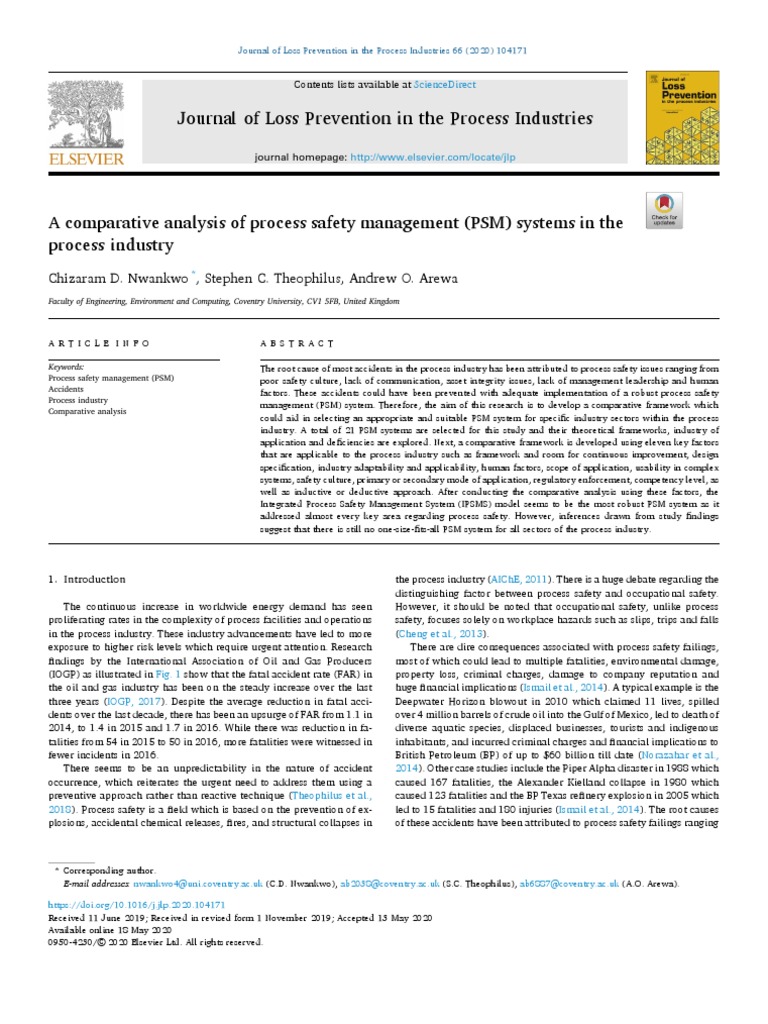 001-A Comparative Analysis of Process Safety Management (PSM) Systems ...